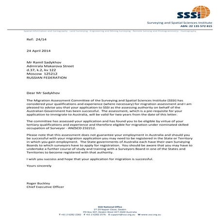 Vetassess Outcome Letter | PDF