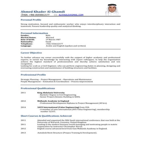 Ahmed CV new Aug 2014 | PDF