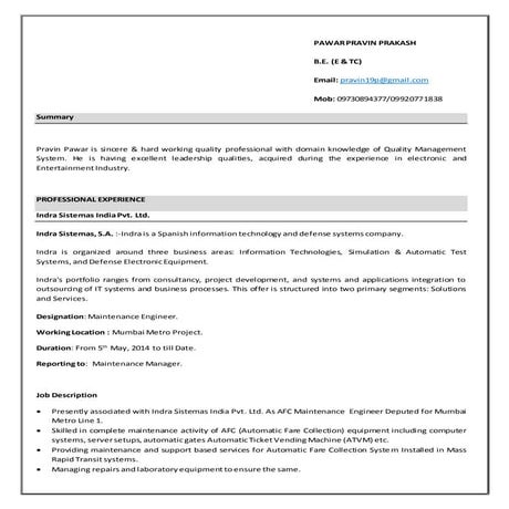 Pravin_Resume | DOCX | Civil Engineering Industry | Industries