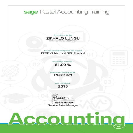 SAGE PASTEL EVOLUTION CERTIFICATE - Microsoft SQL Practical | PDF