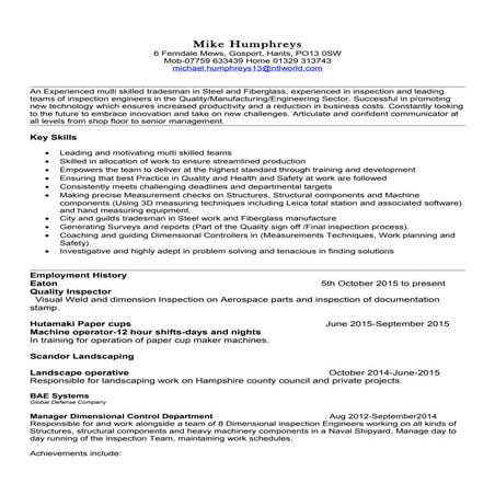 Mike Humphreys CV profile | DOC