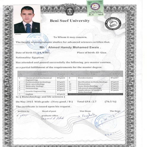 Pre master biotechnology cert. | PDF