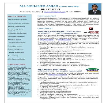 Amjad - CV for HR | PDF