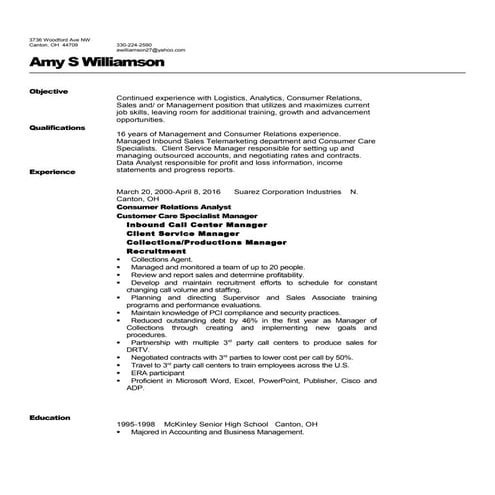 Amy Williamson resume | DOC
