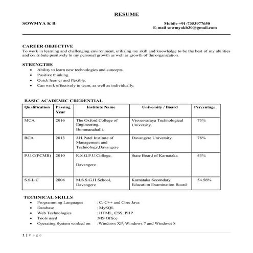 KAAVYA'S RESUME | PDF