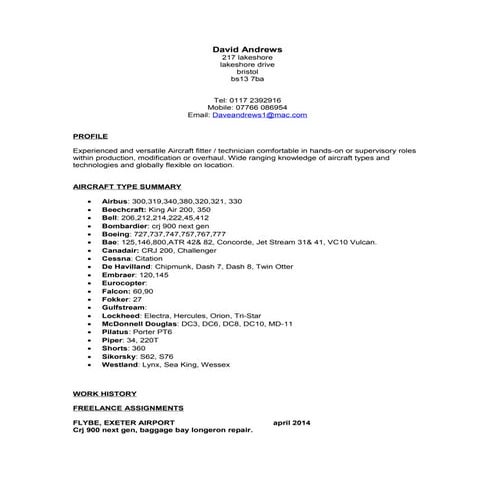 Dave Andrews cv | DOC