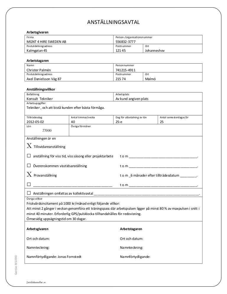 Anställningsavtal MGNT4HIRE