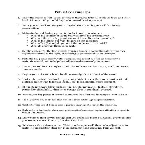 Public Speaking Tips | PDF