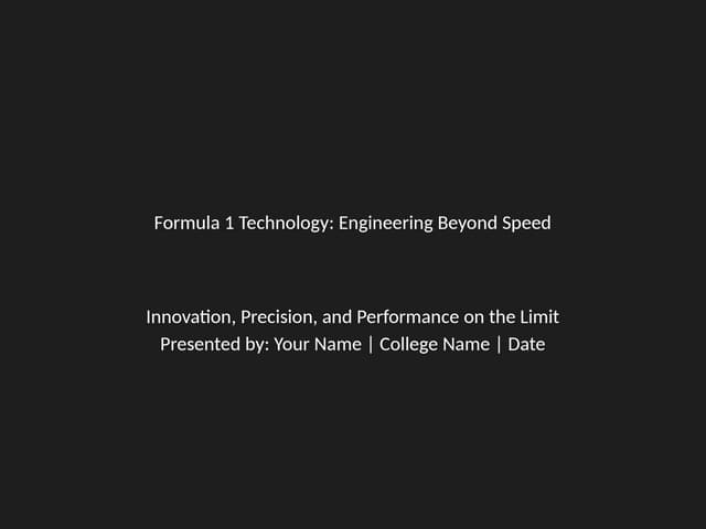 f1 presentation.pdf | Performance Cars | Auto Type