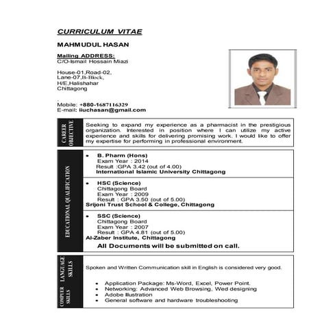 CV of Mah Hasan(main) | DOCX | Education