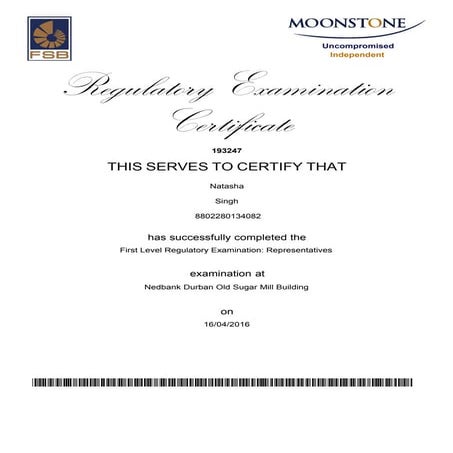 FAIS CERTIFICATE | PDF