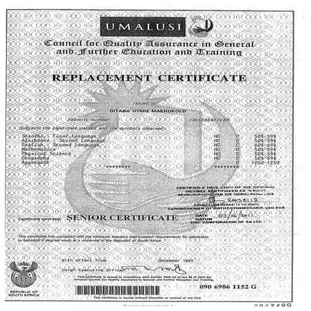 Matric certificate | PDF