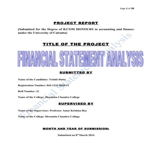 financial statement analysis. trishit | DOC