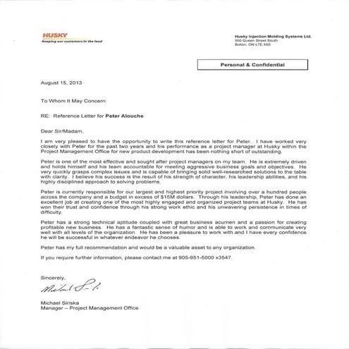 Reference Letter - Mike Siriska | PDF
