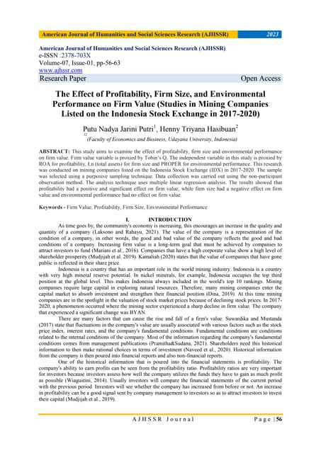 Firm Size and Leverage on Firm Value in the Technology Sector Listed on the Indonesia Stock ...