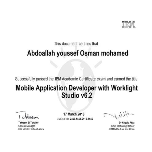 Mobile Application Developer with Worklight Studio v6.2_certificate | PDF