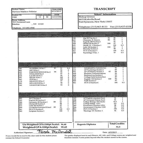 High School Transcript | PDF