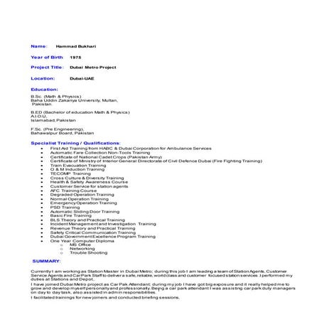 CV Hammad Bukhari | DOCX