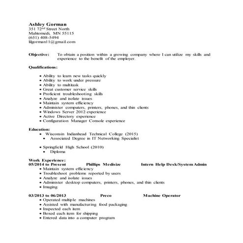Ashley Gorman Resume2015 | DOCX