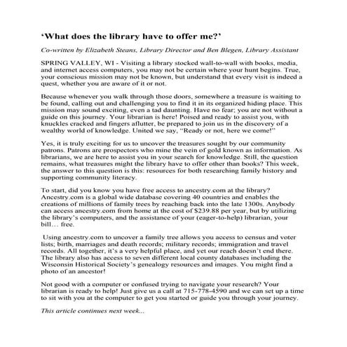 What does the library have to offer me | PDF