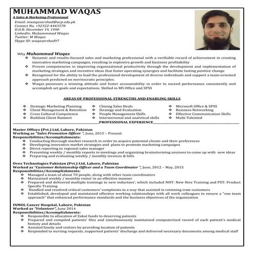 Muhammad Waqas_Sales & Marketing Professional | PDF | Business Administration | Business