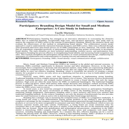 Participatory Branding Design Model for Small and Medium Enterprises: A ...