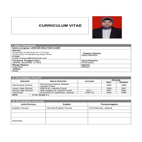 CV Lestari Mulyani Nov 2016 | PDF