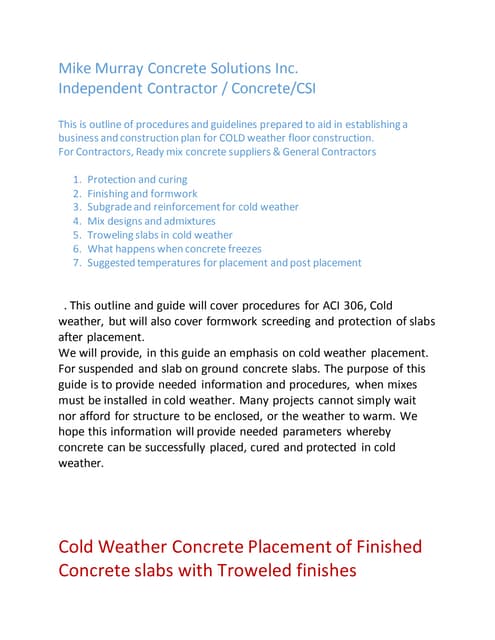 Cold Weather Concrete | PPT