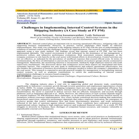 Challenges in Implementing Internal Control Systems in the Shipping ...