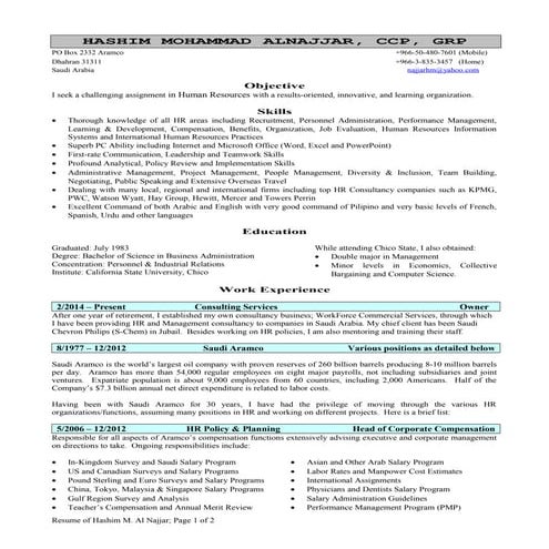 Resume of HASHIM M. ALNAJJAR - 2015 | DOC