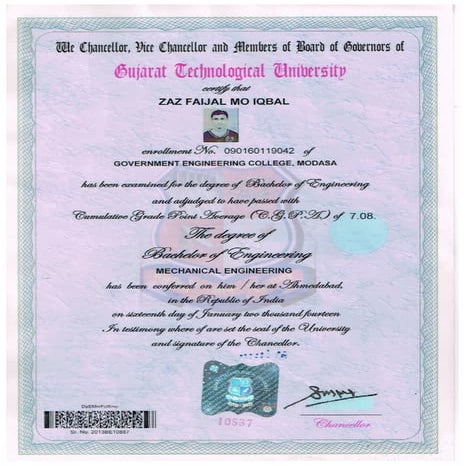 B.E MECHANICAL DEGREE ATTESTED CERTIFICATE | PDF