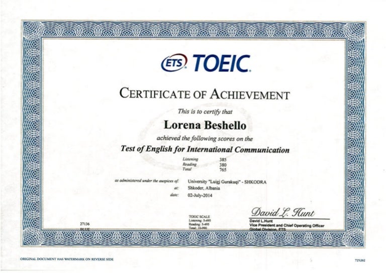 TOEIC Certification