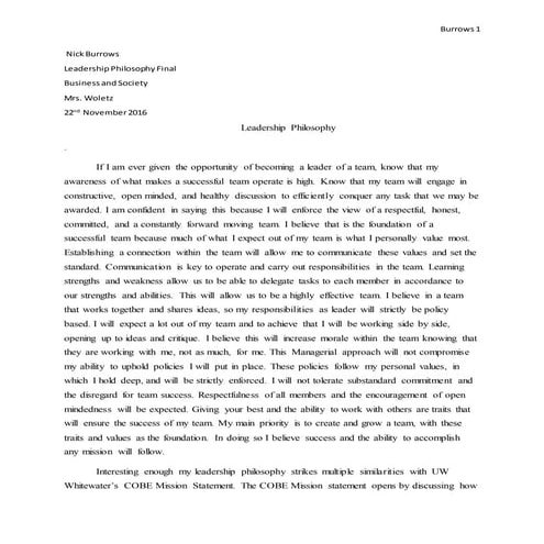 leadership philosophy Final 2 | PDF