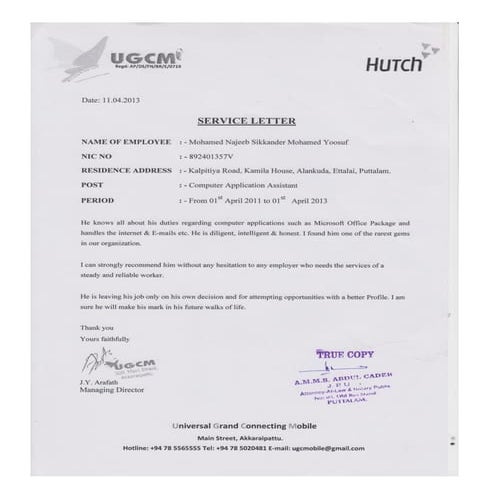 Service Letter | PDF