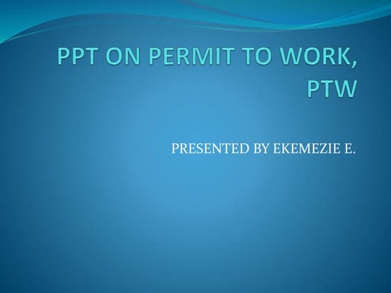 Permit to work training | PPT