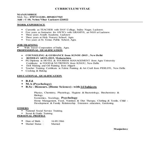 Curriculum vitae (cv) | DOCX