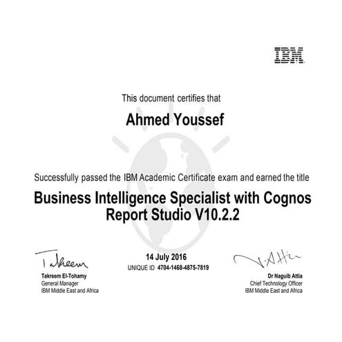 Business Intelligence Specialist with Cognos Report Studio V10.2.2 ...