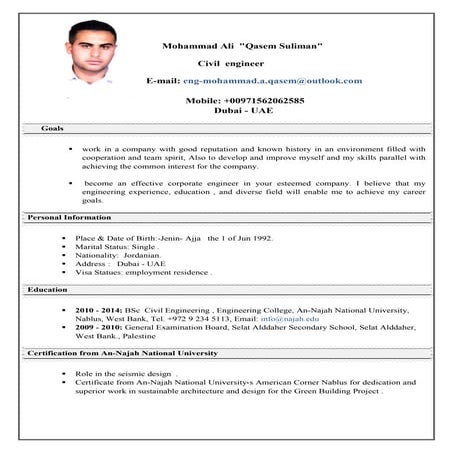 CV-mohammad Civil engineer | PDF