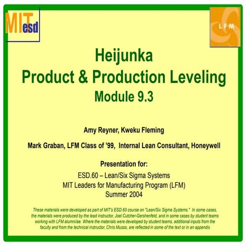 Heijunka Leveling | PPT