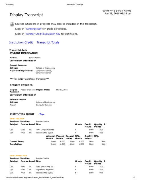 GWU_UNOFFICIAL_TRANSCRIPT | PDF