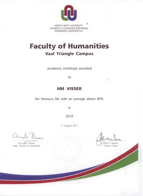 Damian Botha - UNISA degree | PDF