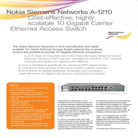 Seamless growth from 1G to 10G services with the ADVA FSP 150-XG108 ...