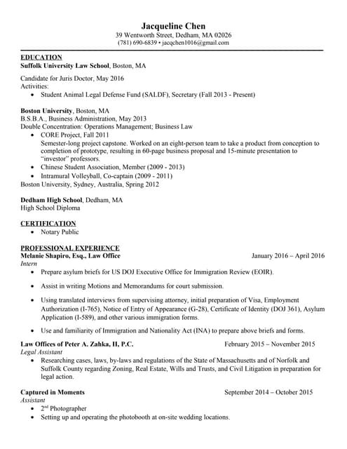 Law school sample resume | PDF
