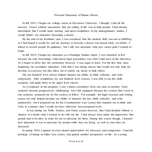 Law school college essay sample | PDF