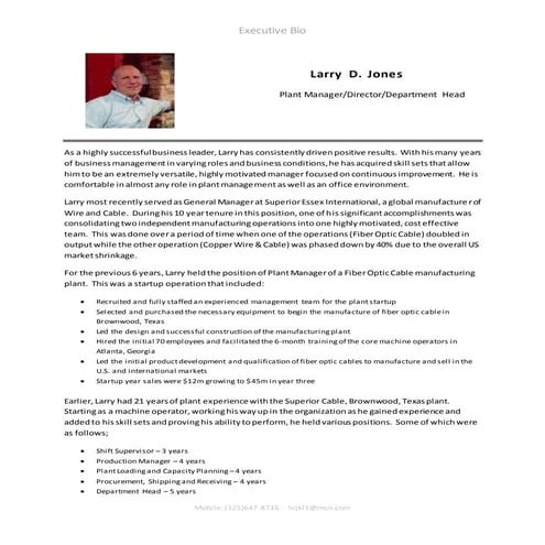 Executive Bio - Larry Jones | PDF