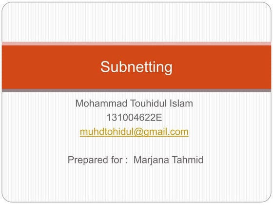 Ip Addressing And Subnetting Ppt Ppt 4069