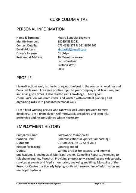 Curriculum Vitae.docx Nonhlanhla Nancy Nkosi | PDF