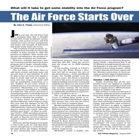 Tomorrows Air Force Tracing The Past Shaping The Future Jeffrey J Smith ...