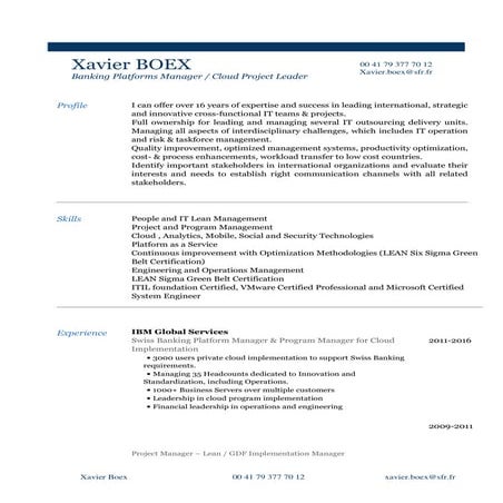 Xavier Boex Resume | PDF
