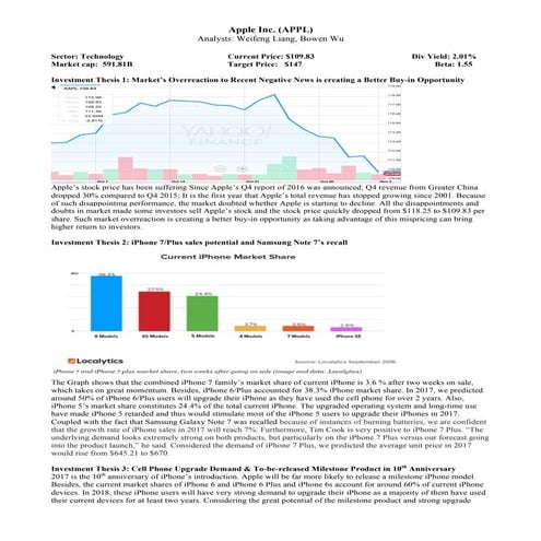 Apple Inc. Financial Analysis & Investment Proposal | PDF